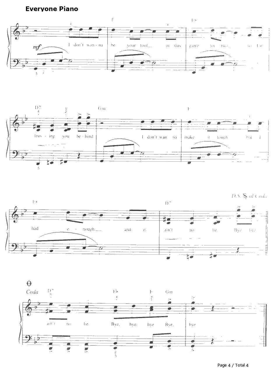 Bye Bye Bye钢琴谱-'NSync-乐手网